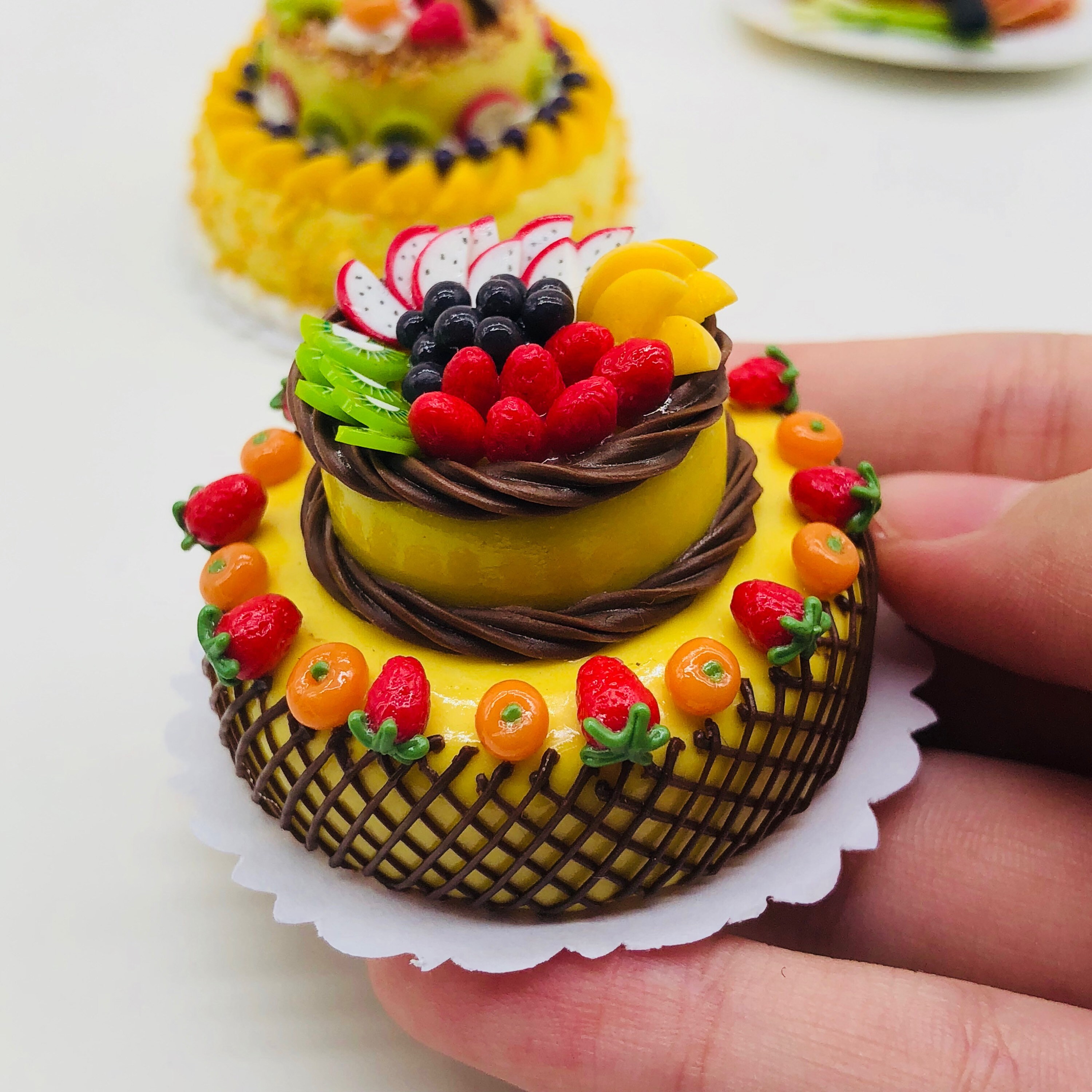 3 Pieces Miniature Fruit Cake Miniature Sweet Cake for - Etsy