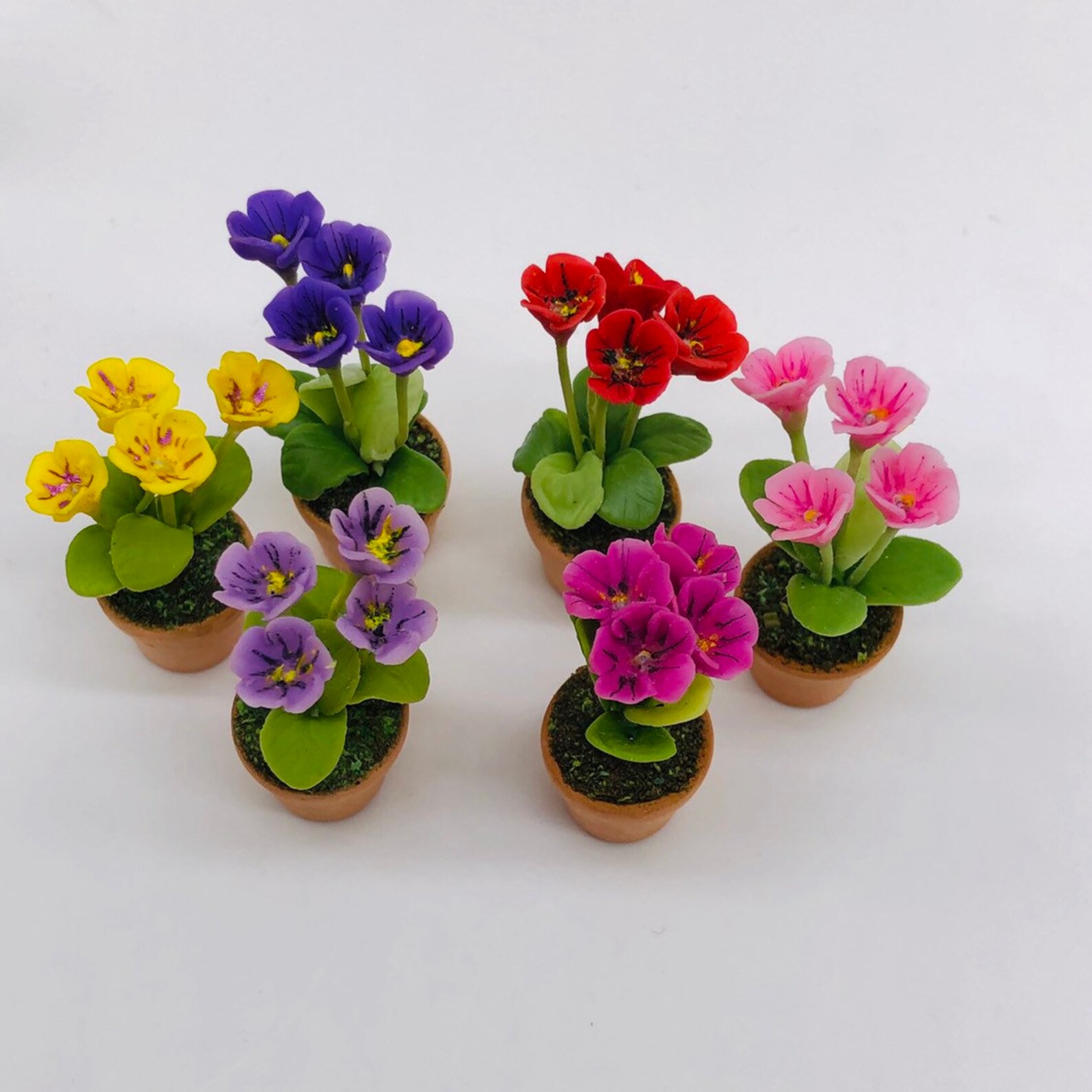 6 pieces Miniature Flower 6 pots decorate for dollhouse fairy | Etsy