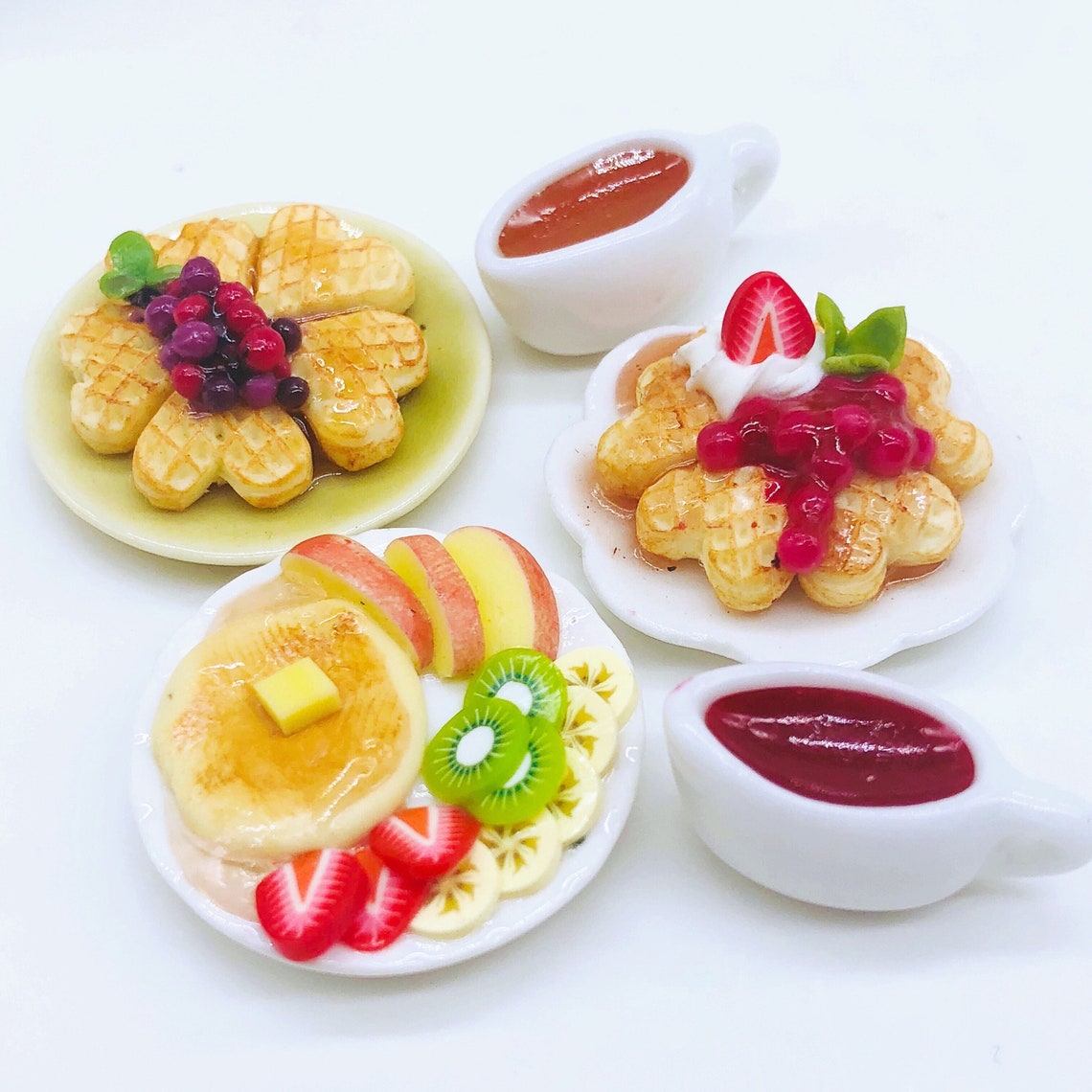 Miniature Sweet Waffle Mixed Fruit and Pancake Decorate for - Etsy