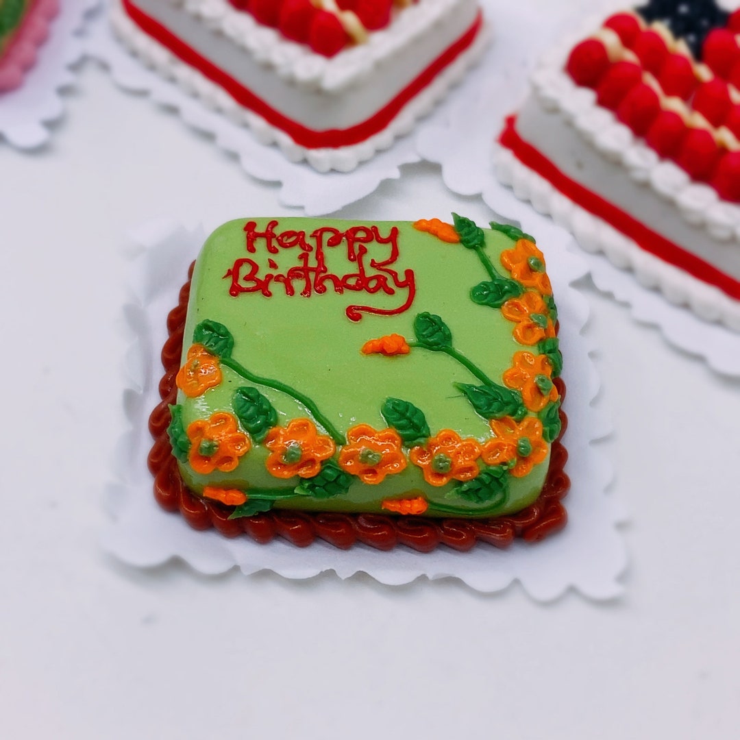 Miniature Happy Birthday Cake Miniature Sweet Dollhouse - Etsy