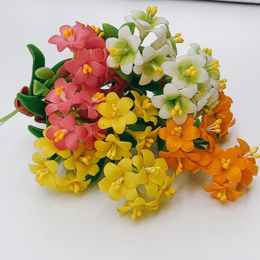 12 Pieces Miniature Flower Amaryllis 4 Colors Made Clay Polymer With ...