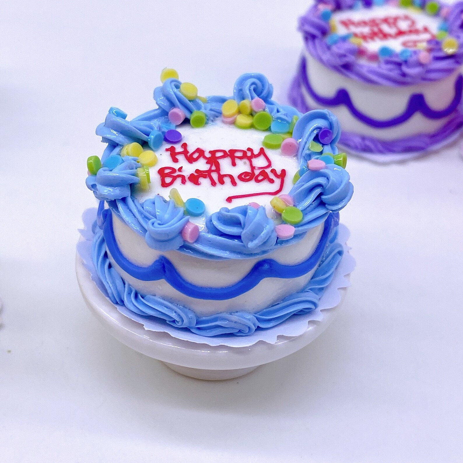 Miniature Happy Birthday Cake Miniature Sweet Cake Dollhouse | Etsy