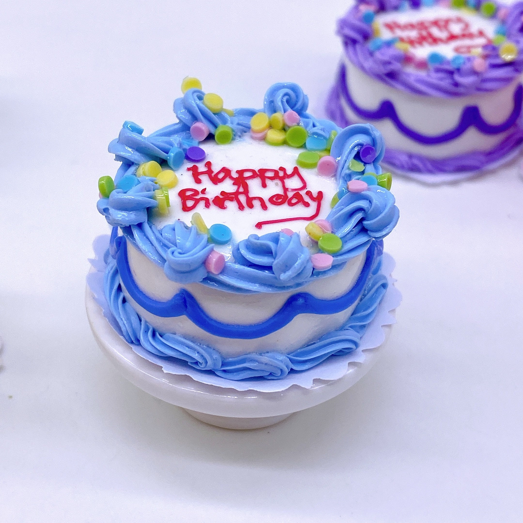 Miniature Happy Birthday Cake Miniature Sweet Cake Dollhouse | Etsy