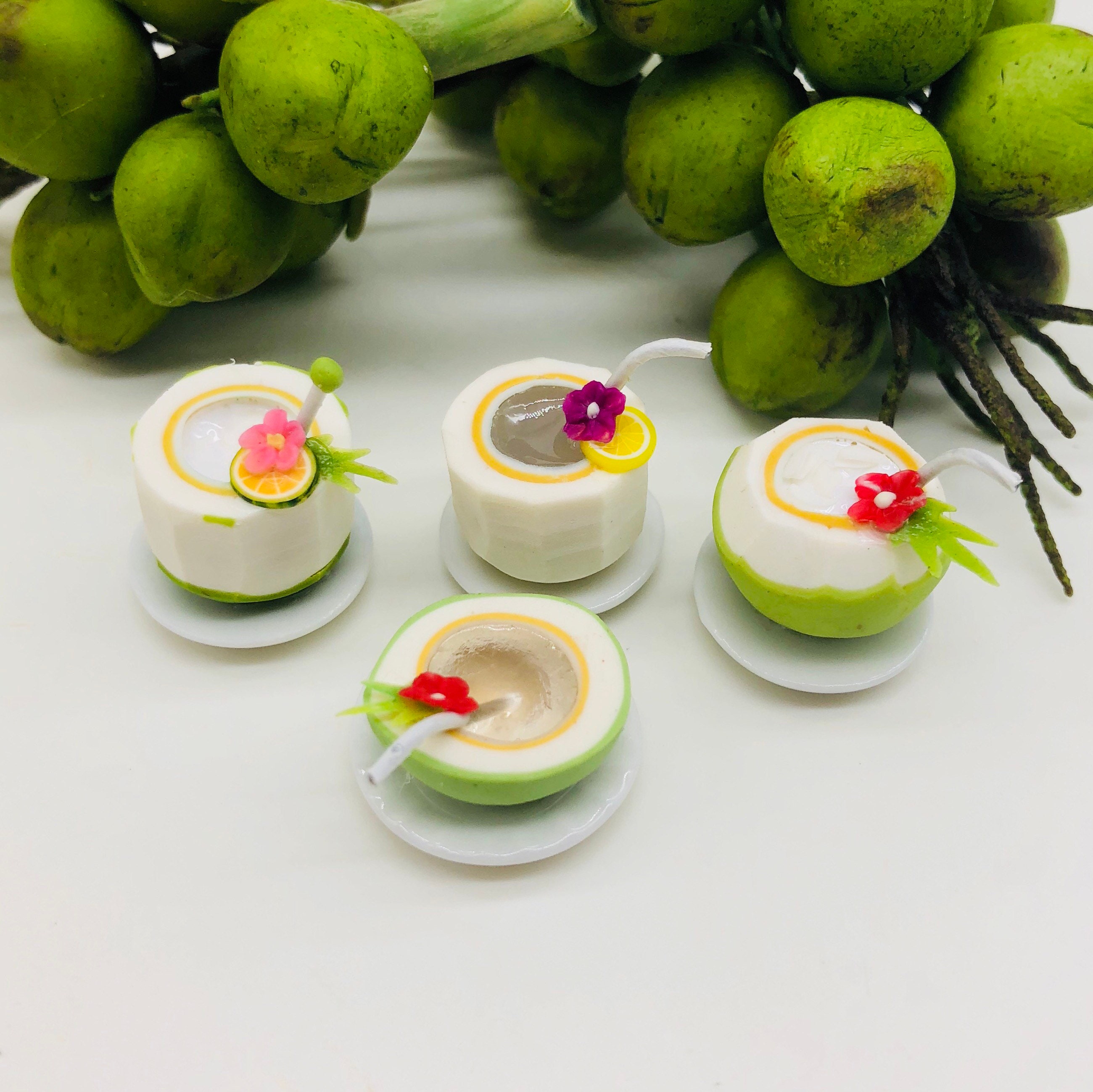 4 Pieces Miniature Coconut Juice Miniature Beverageminiature | Etsy