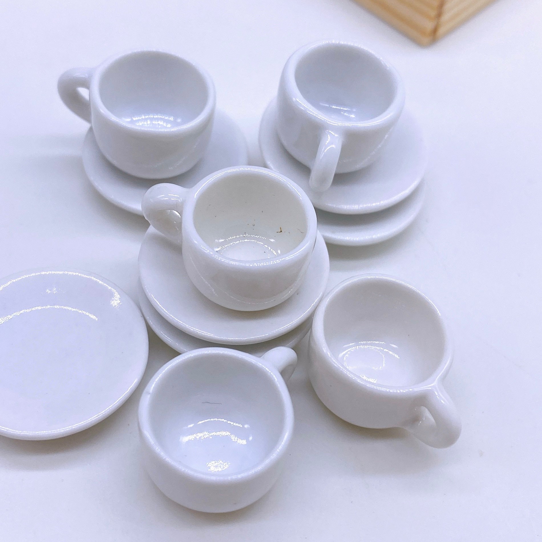 5 Set Miniature Ceramic Cup With Saucer Miniature Ceramic - Etsy