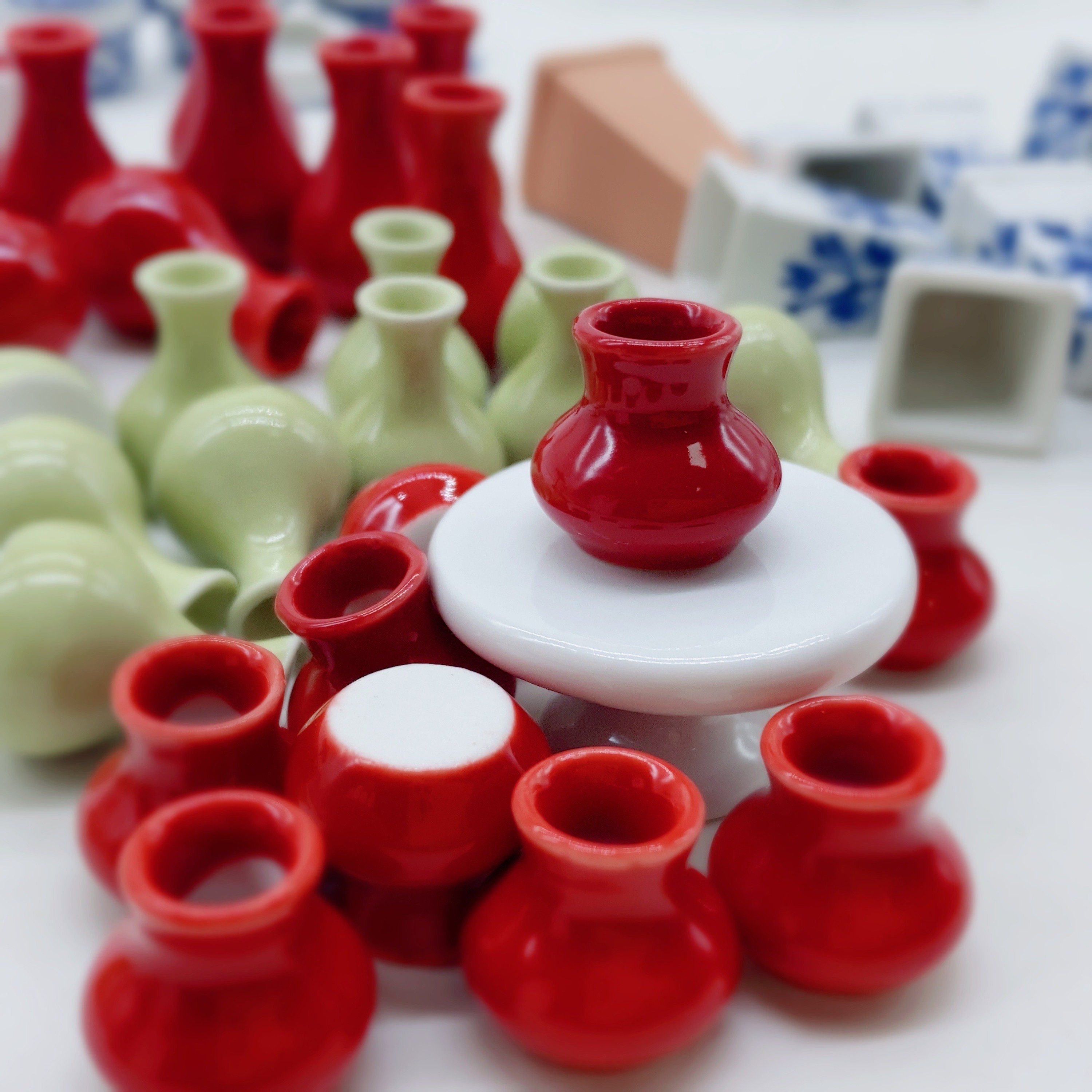 10 Pieces Miniature Ceramic Red Vase Miniature Pot Miniature - Etsy
