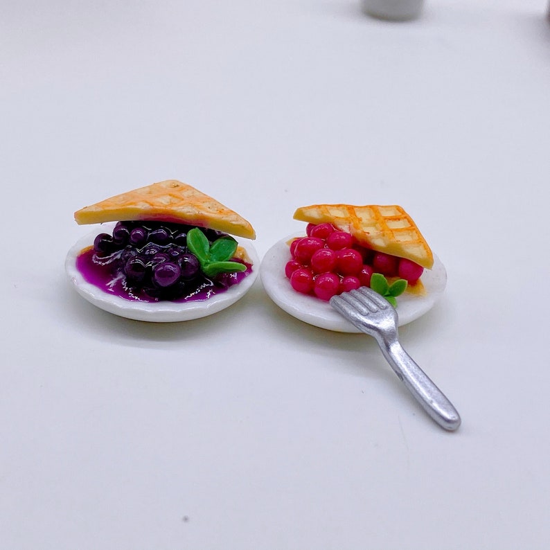 2 Pieces Miniature Waffle Fake Food Clay Polymer Miniature - Etsy