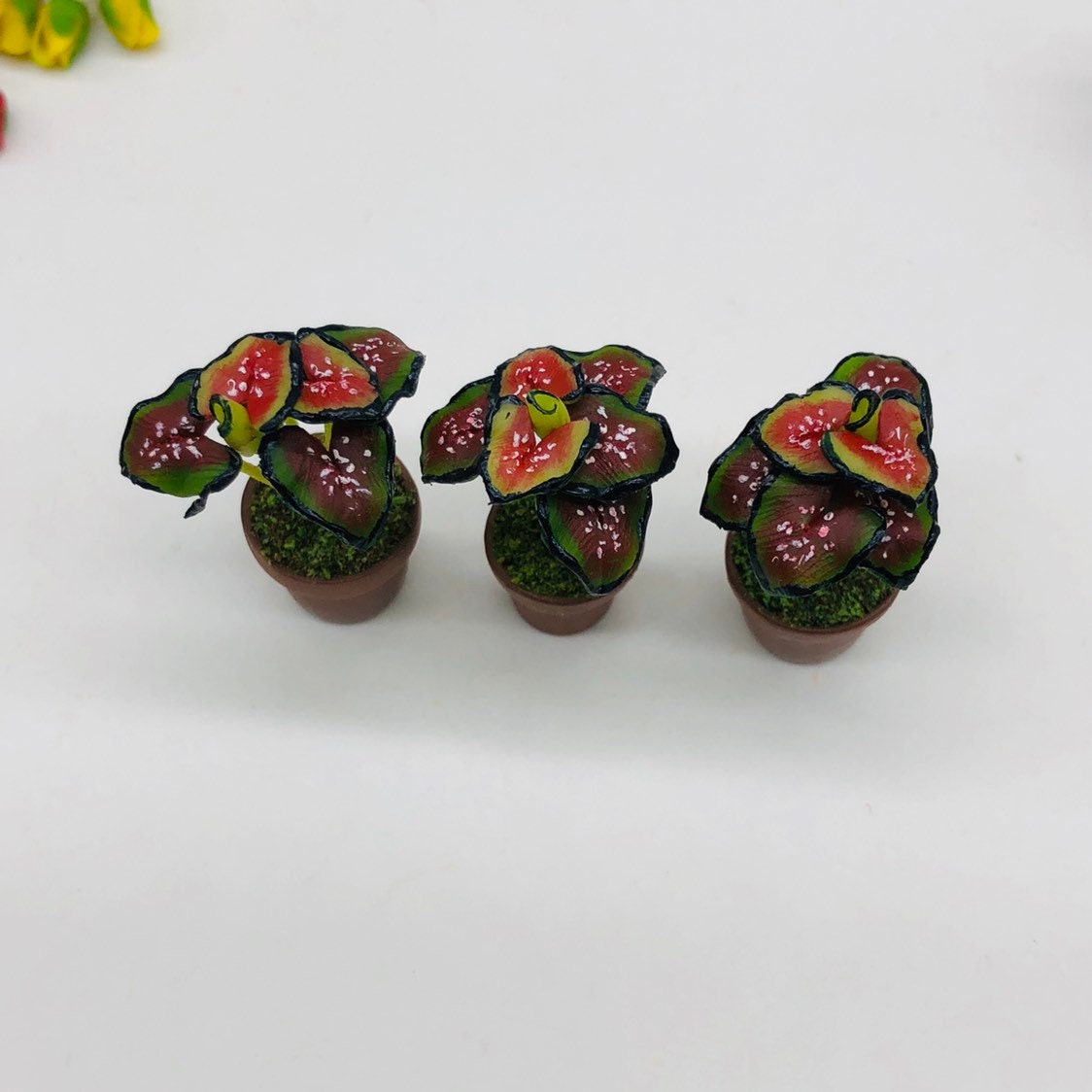 3 Pieces Miniature Flower in Pot Miniature Plants in - Etsy