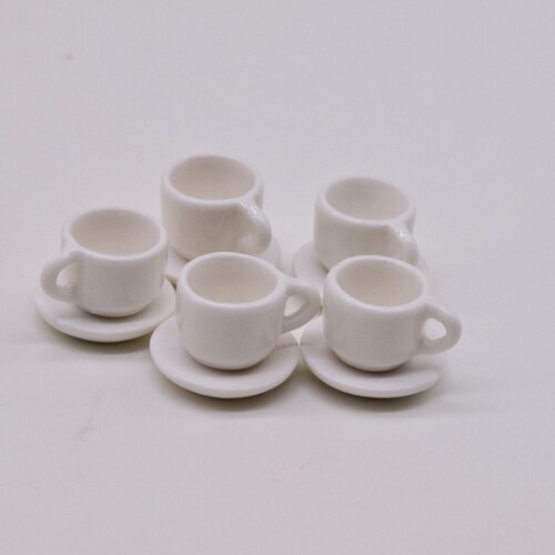 5 Set Miniature Ceramic Cup With Saucer Miniature Ceramic - Etsy