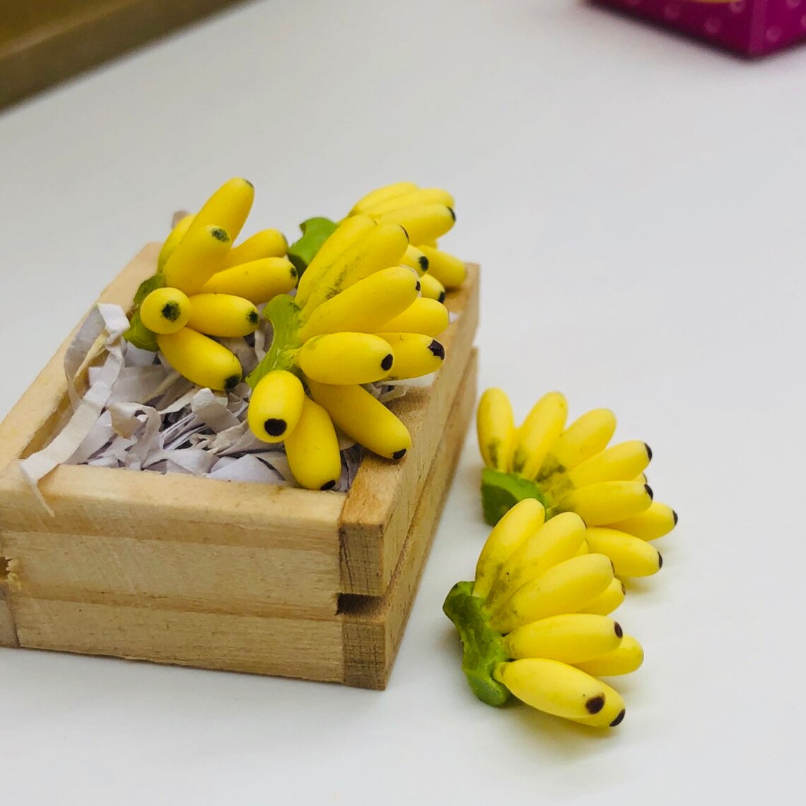 Miniature Banana 5 Pieces With Wooden Box for Dollhouse | Etsy
