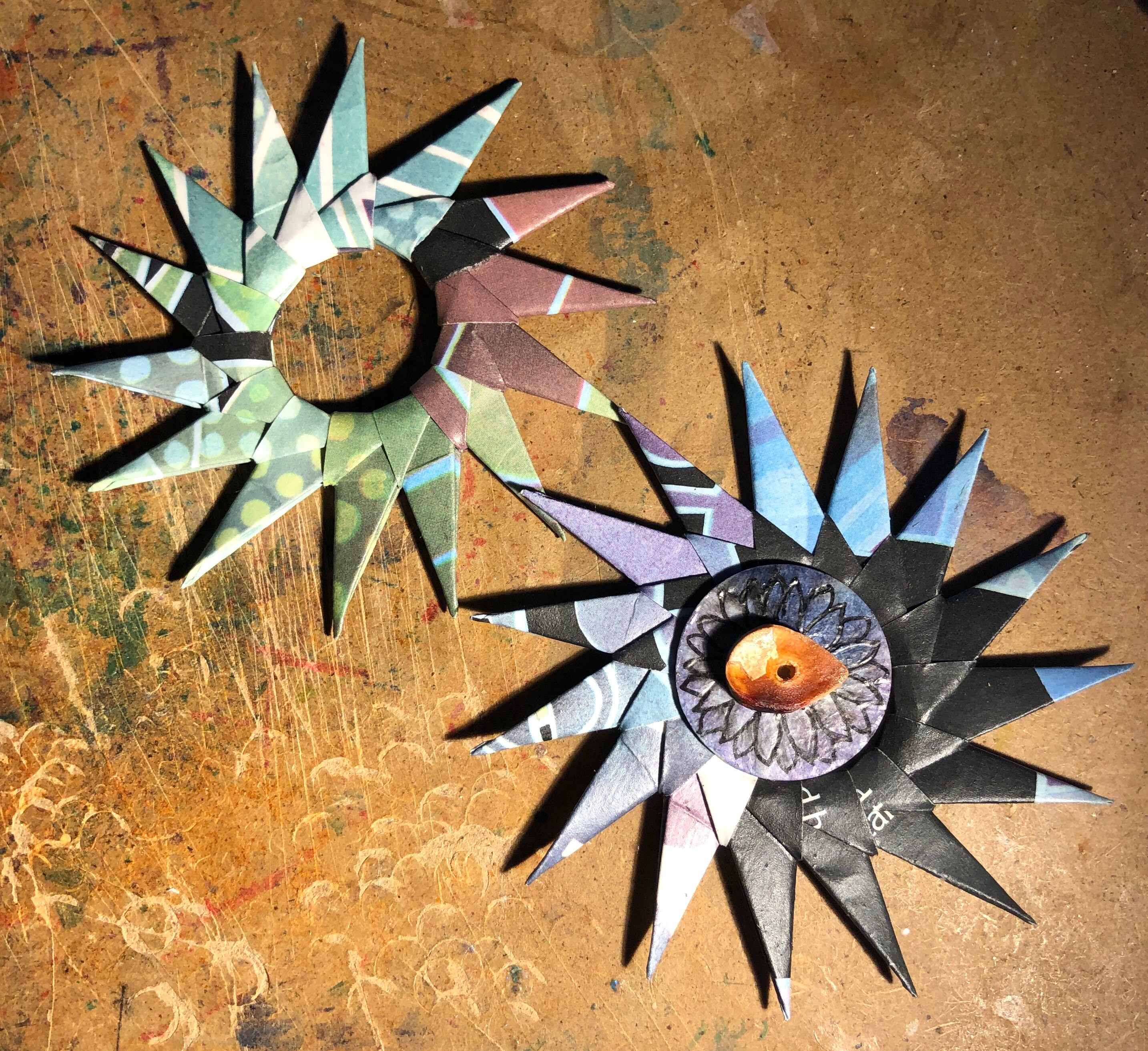 Origami Star Magnet Earth Pigments Recycled Paper Ornament Watercolor ...