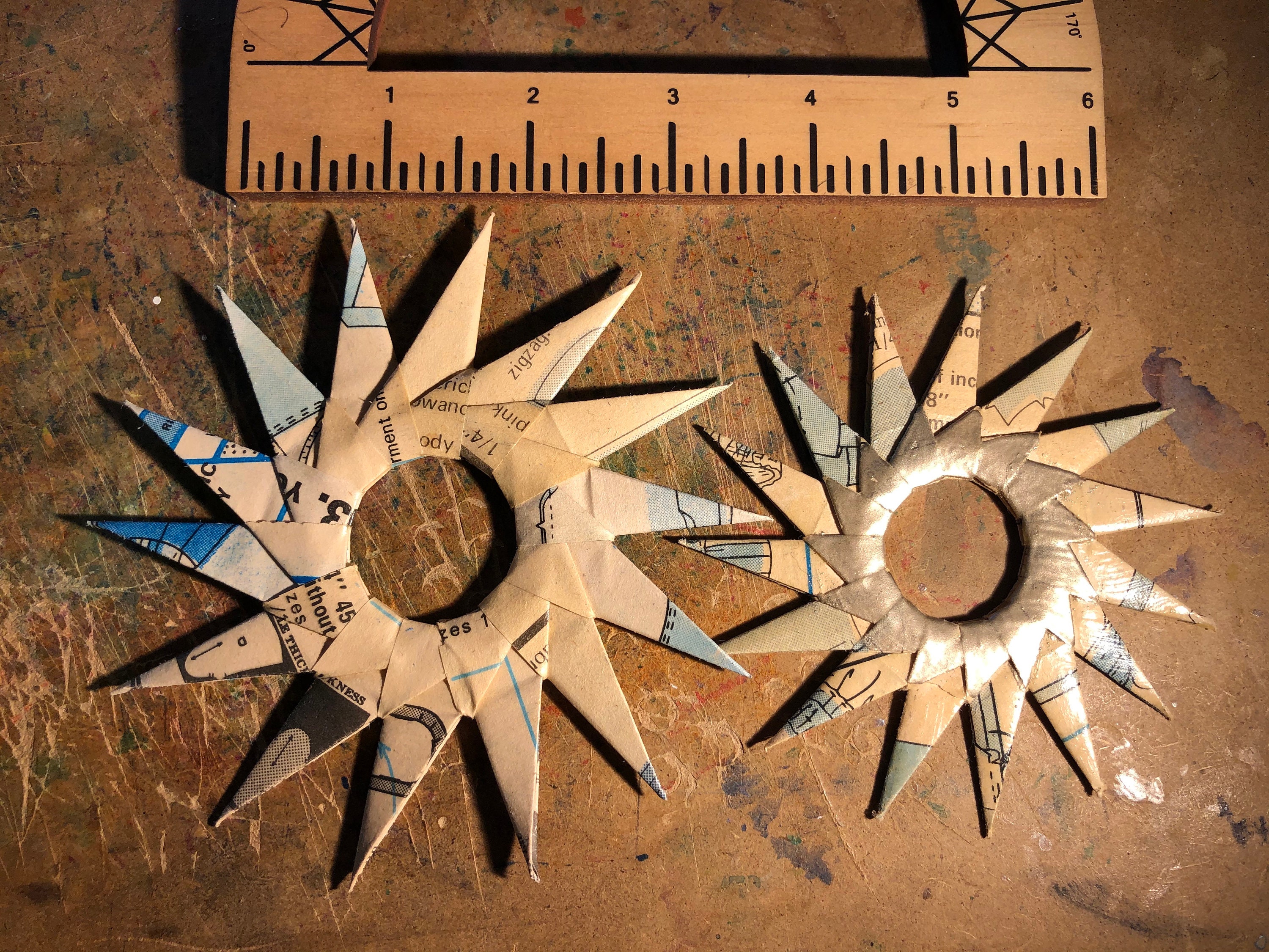 Origami Star Magnet Earth Pigments Recycled Paper Ornament Watercolor ...