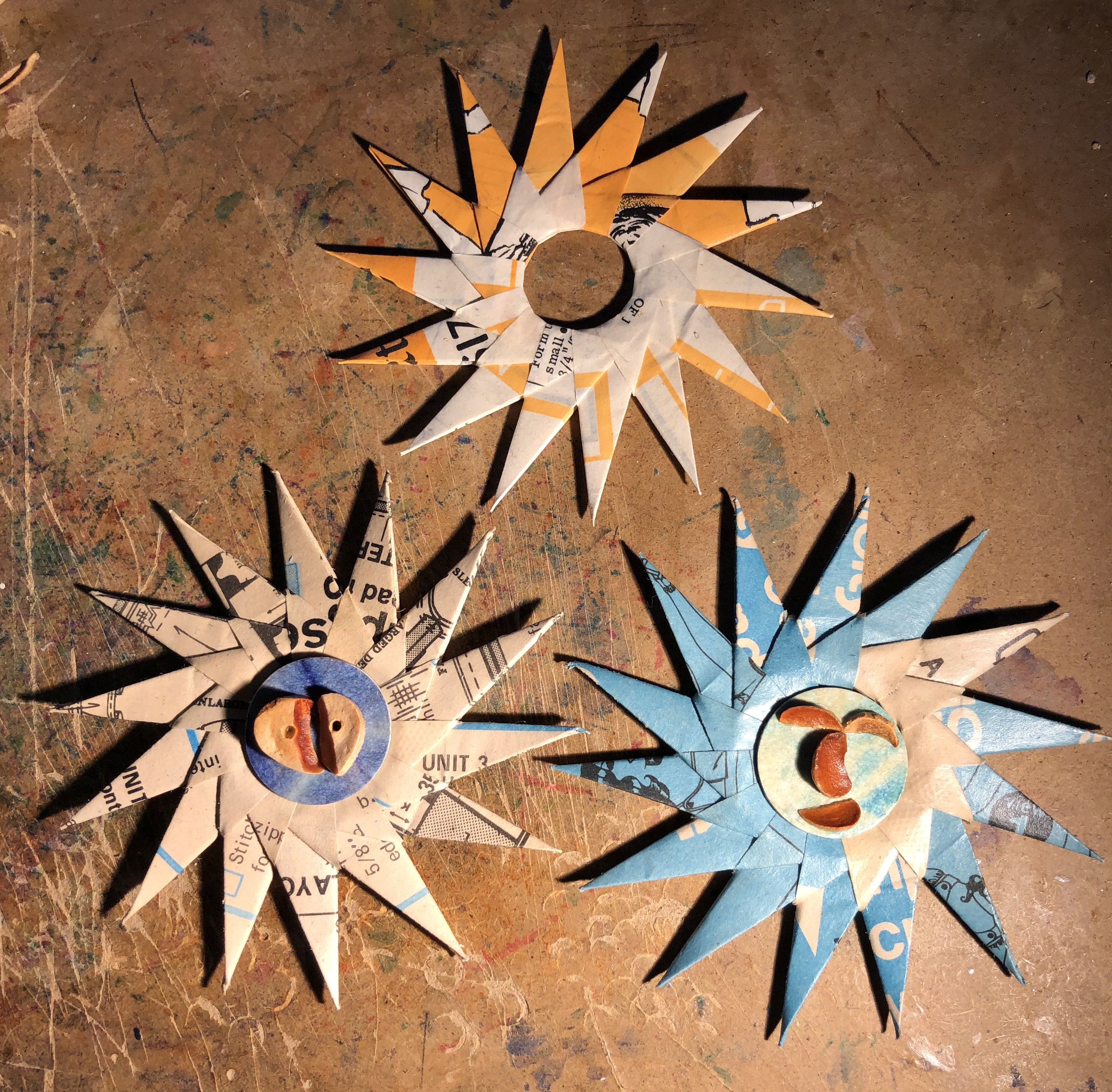 Origami Star Magnet Earth Pigments Recycled Paper Ornament Watercolor ...