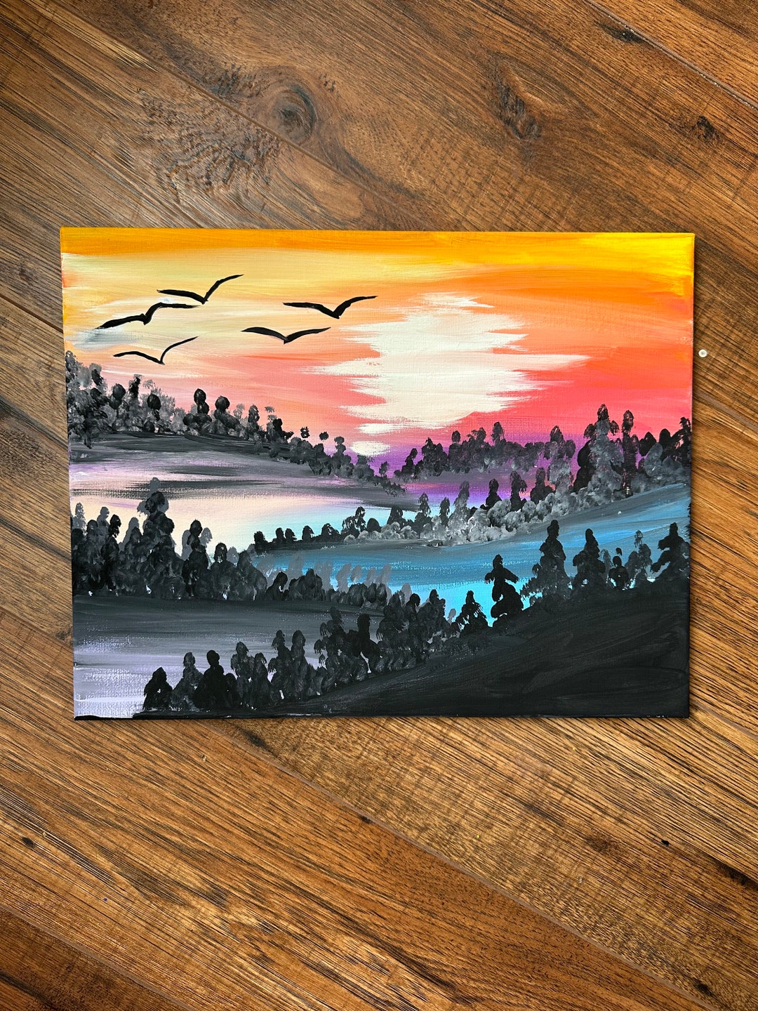 Rainbow Landscape Painting - Etsy