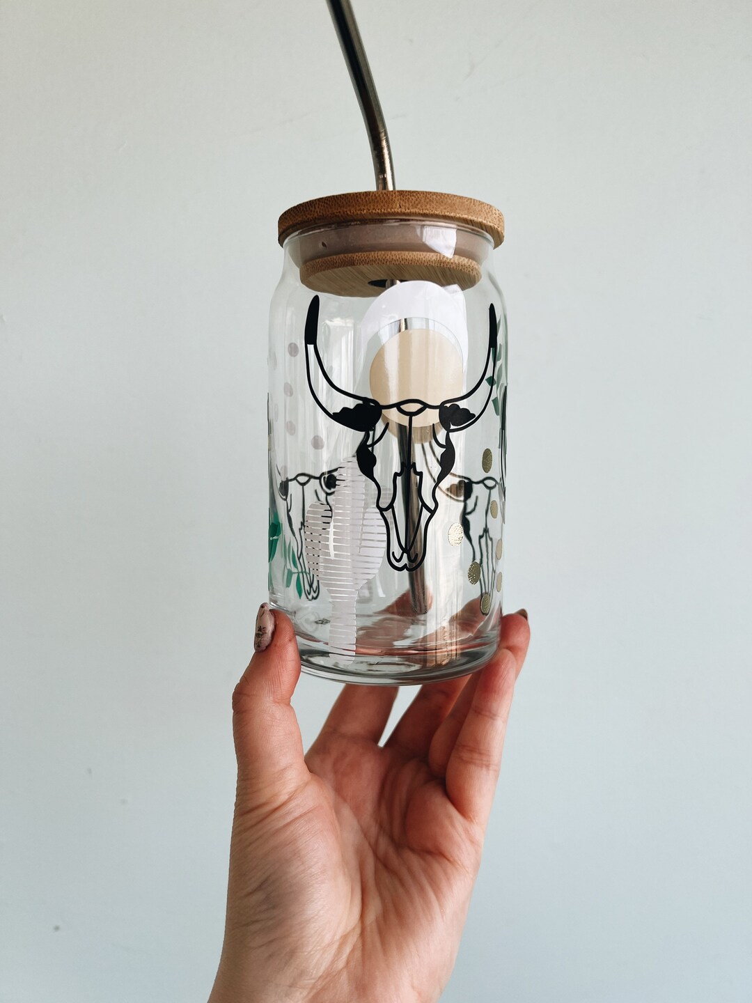 Cow Skull Beer Can Glass - Etsy
