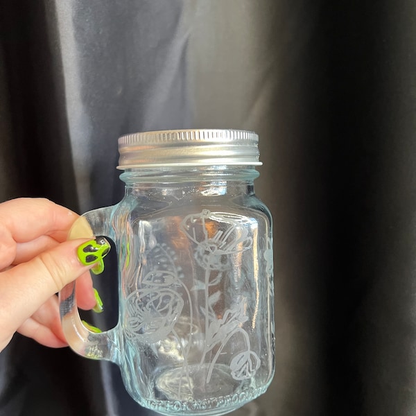 Etched Mason Jar - Etsy