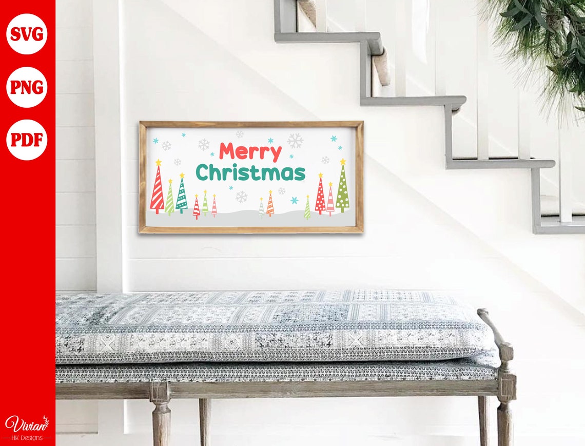 Merry Christmas, Trees, Snowflake, Christmas Sign, Half Size Glass ...