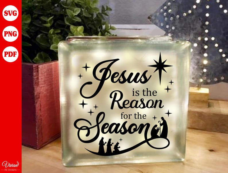 Jesus is the Reason for the Season, Christmas Sign, Glass Block, Image ...