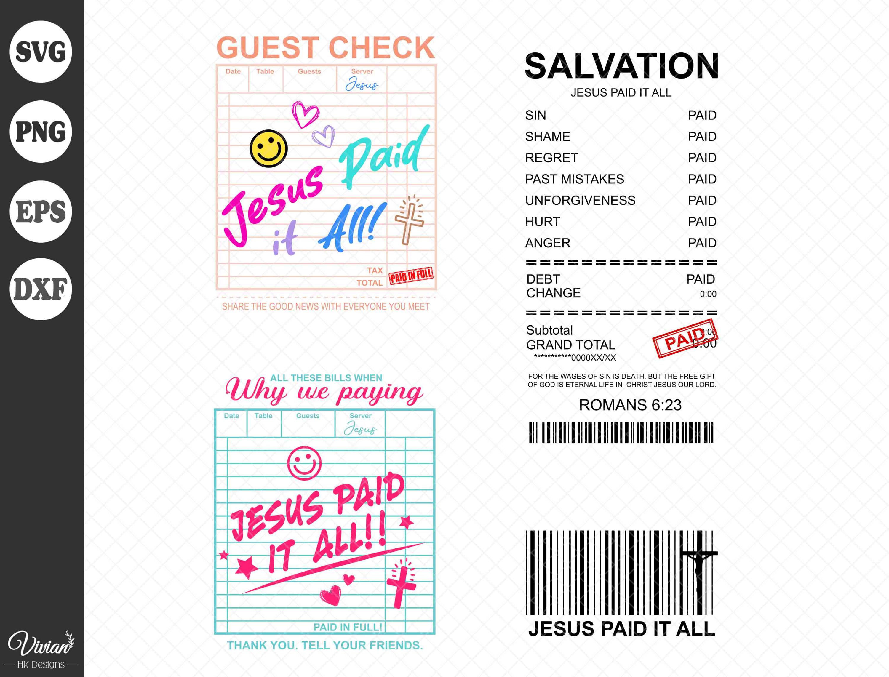 Jesus Paid It All, Christian Shirt Design, Svg, EPS, DFX, PNG, Cricut ...