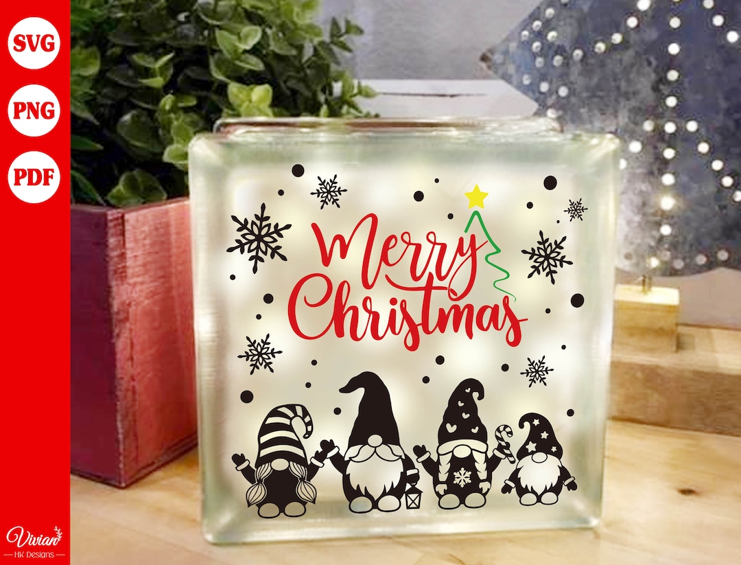 Merry Christmas, Gnome Family, Glass Block, Image, PNG SVG PDF - Etsy