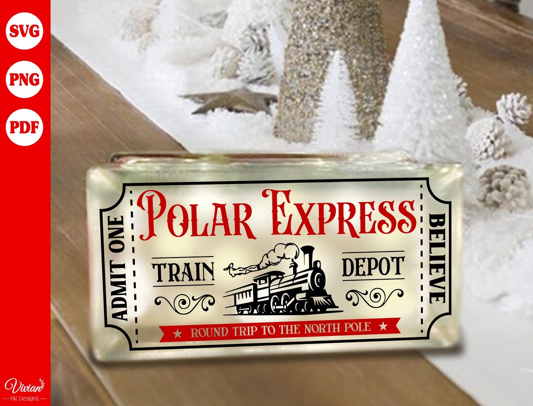 Polar Express, Train Ticket, Christmas Sign, Half Size Glass Block ...