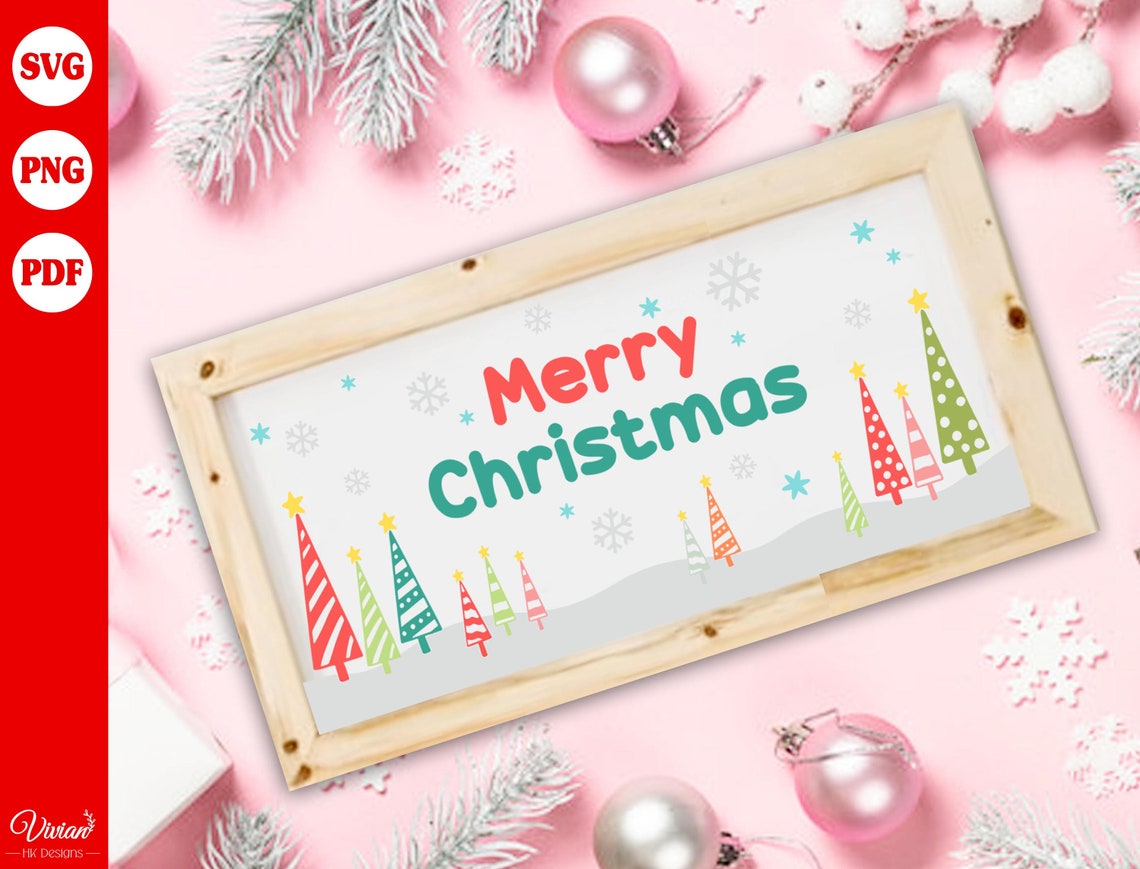 Merry Christmas, Trees, Snowflake, Christmas Sign, Half Size Glass ...