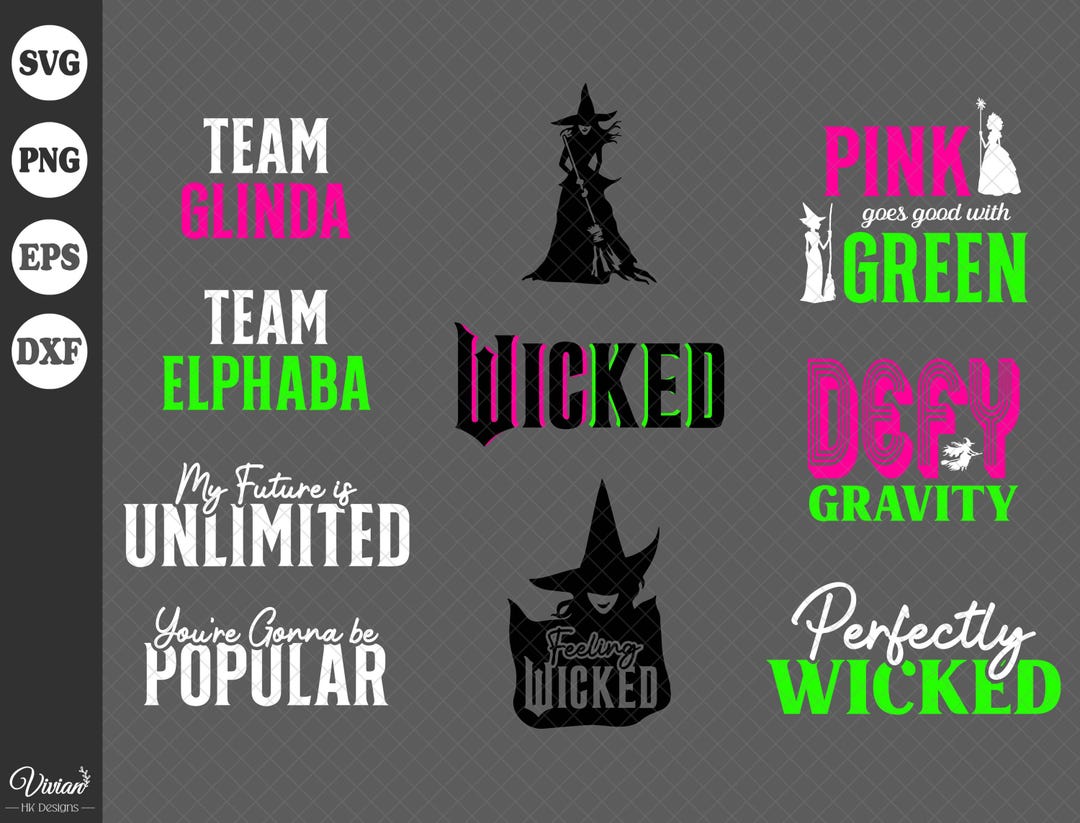 Wicked Movie, Elphaba, Glinda, Svg, EPS, DFX, PNG, Cricut, Digital Download - Etsy