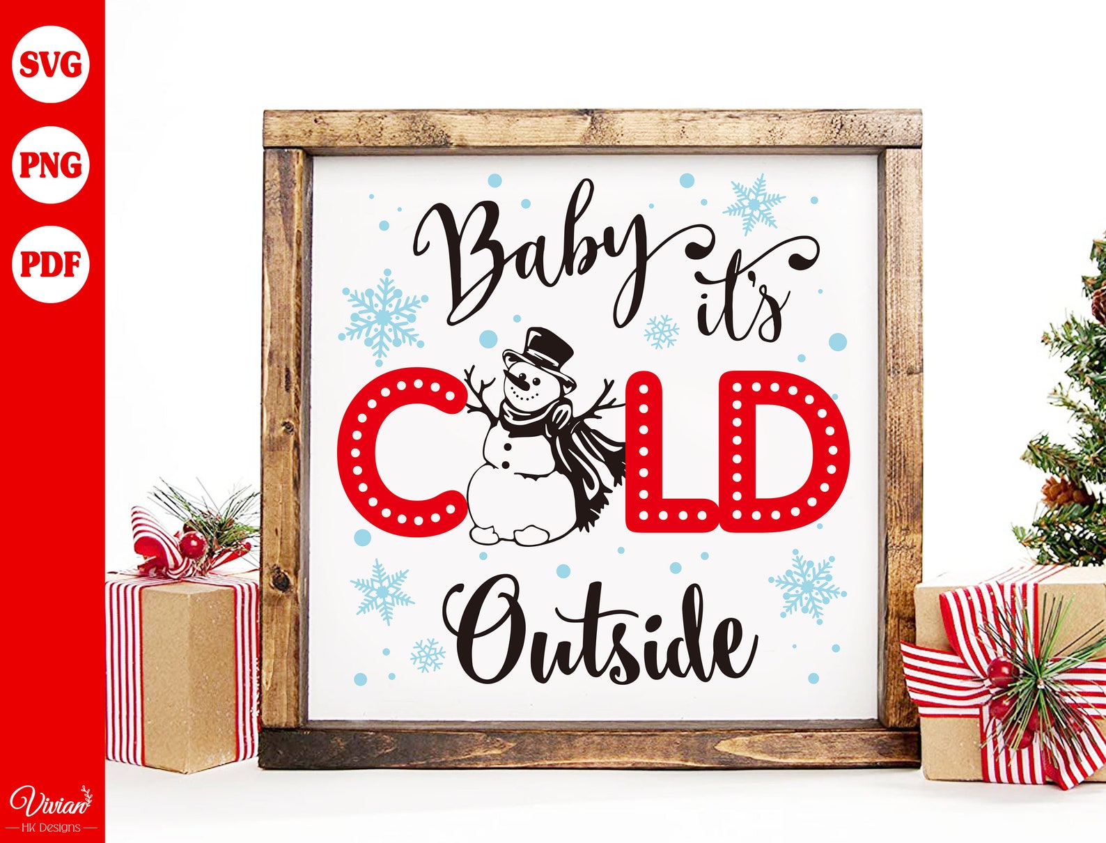 Baby It's Cold Outside, Snowman, Christmas Sign, Glass Block, Image ...