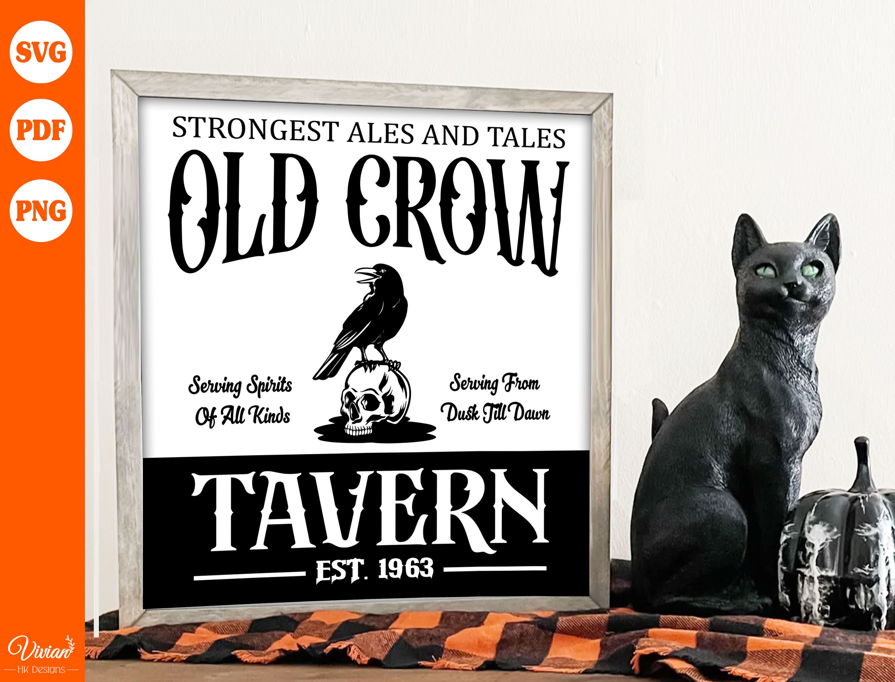 Old Crow Tavern, Crow, Skull, Halloween Sign, Glass Block, Image, PNG ...