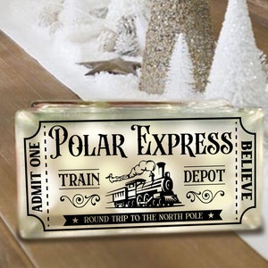 Polar Express, Train Ticket, Christmas Sign, Half Size Glass Block ...