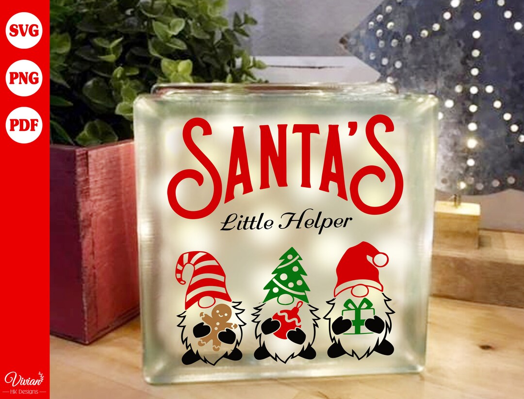 Santa's Little Helper, Christmas Elf, Christmas Sign, Glass Block ...