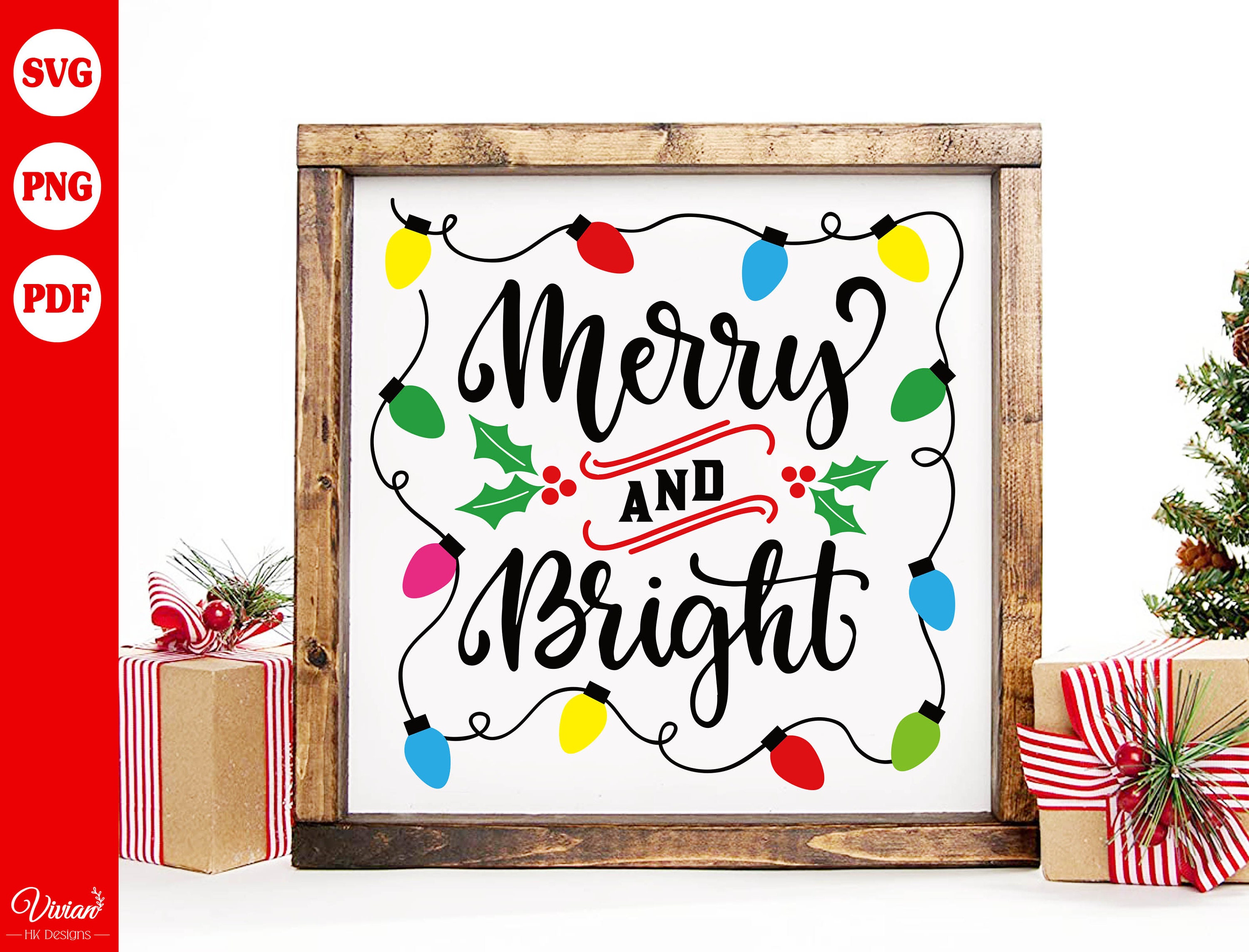 Merry and Bright, Light Blub, Christmas Sign, Glass Block, Image, PNG ...