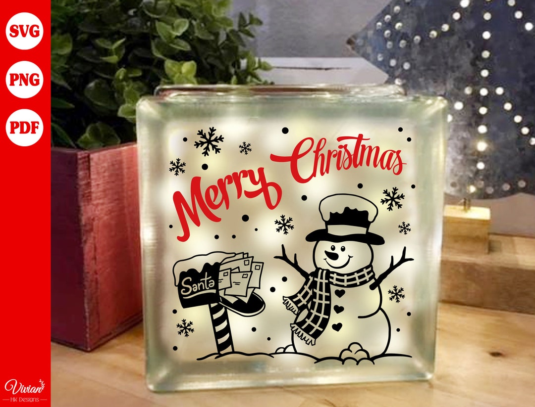 Merry Christmas, Snowman, Mailbox, Christmas Sign, Glass Block, Image ...