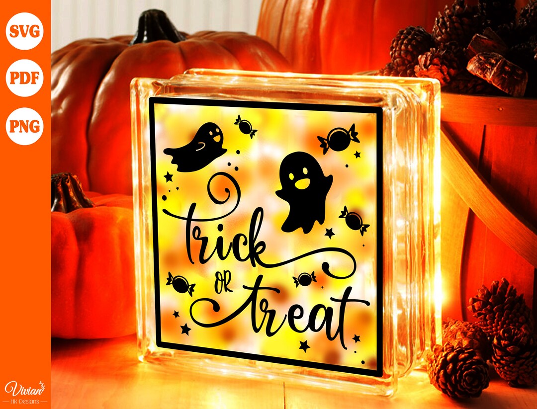 Trick or Treat, Ghost, Halloween Sign, Glass Block, Image, PNG SVG PDF ...