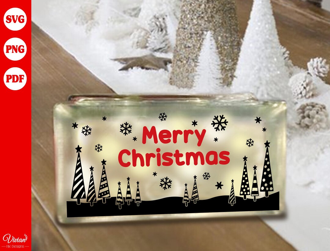 Merry Christmas, Trees, Snowflake, Christmas Sign, Half Size Glass ...