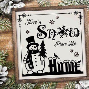 There's Snow Place Like Home, Snowman, Christmas Sign, Glass Block ...