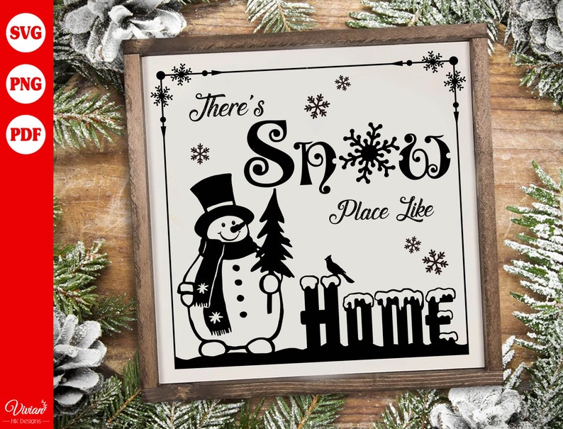There's Snow Place Like Home, Snowman, Christmas Sign, Glass Block ...