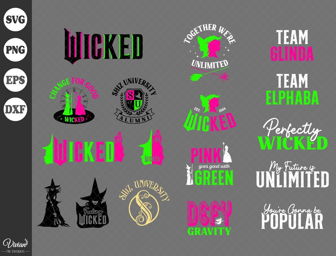 Wicked Movie, Elphaba, Glinda, Svg, EPS, DFX, PNG, Cricut, Digital ...