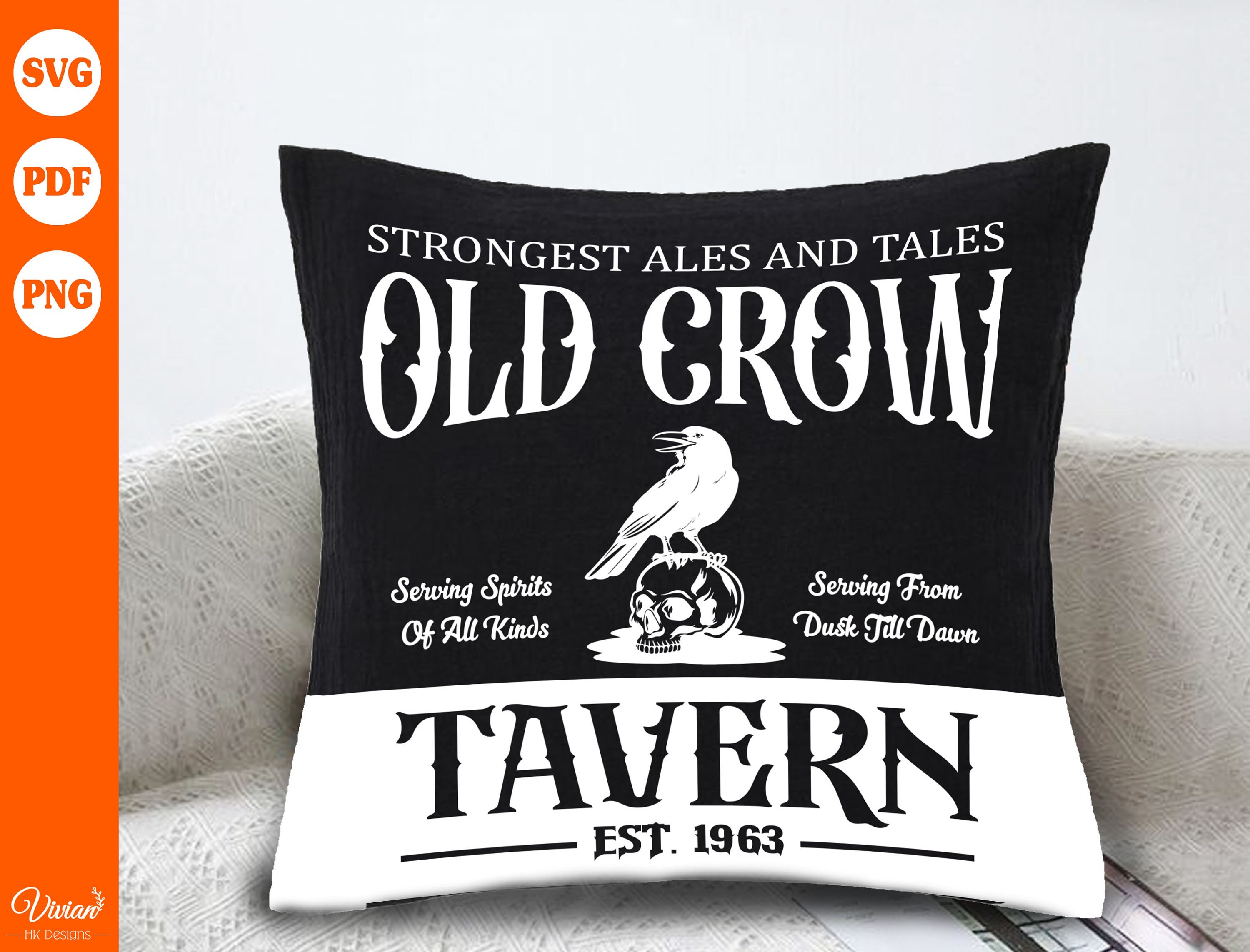 Old Crow Tavern, Crow, Skull, Halloween Sign, Glass Block, Image, PNG ...