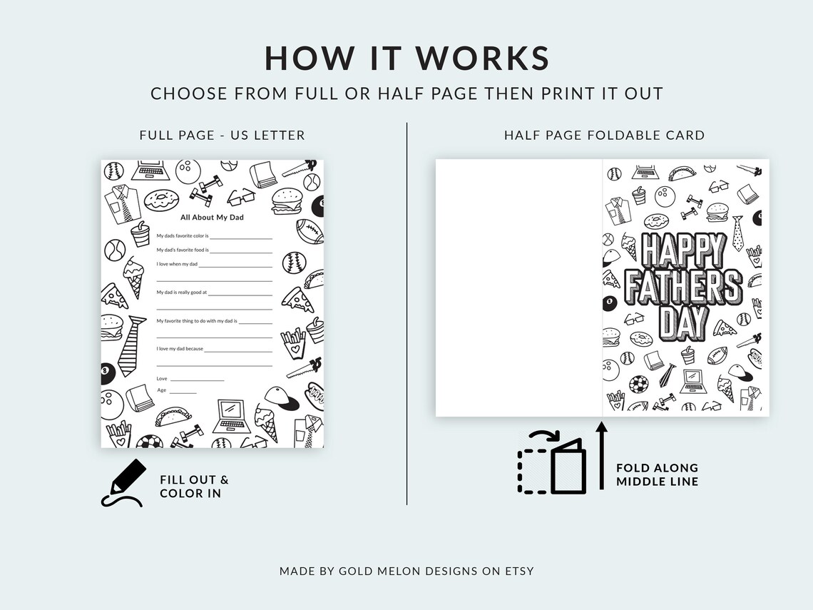 Printable Father's Day Card | Fathers Day Coloring Page for Kids, Craft ...