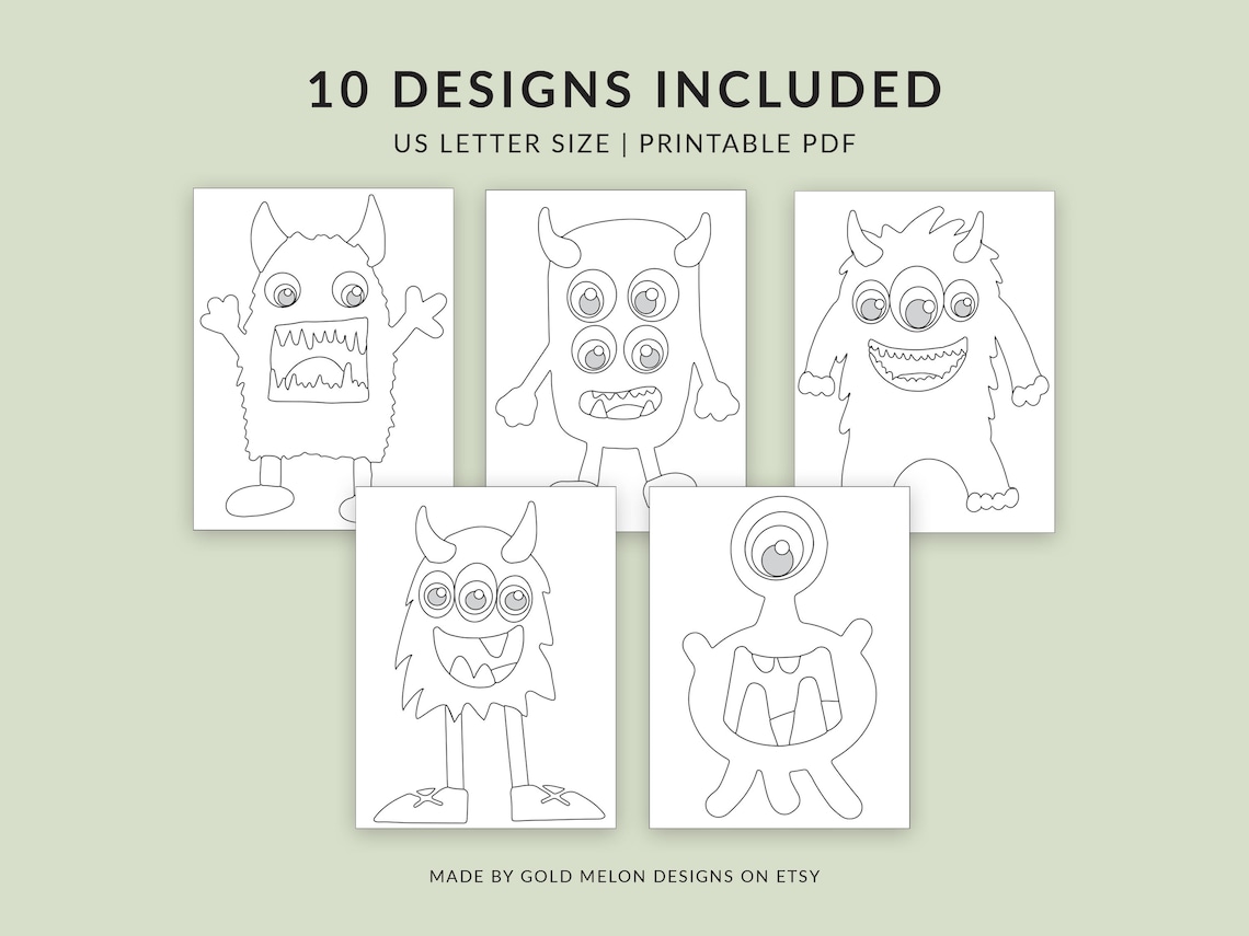 Coloring Pages Cute Monster Printable | Coloring Sheet for Kids ...