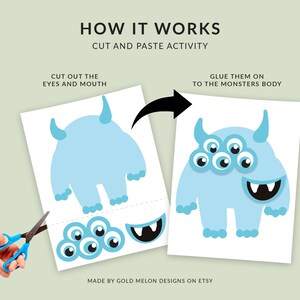 Monster Cut and Paste Activity: Halloween Craft (digital Download) - Etsy