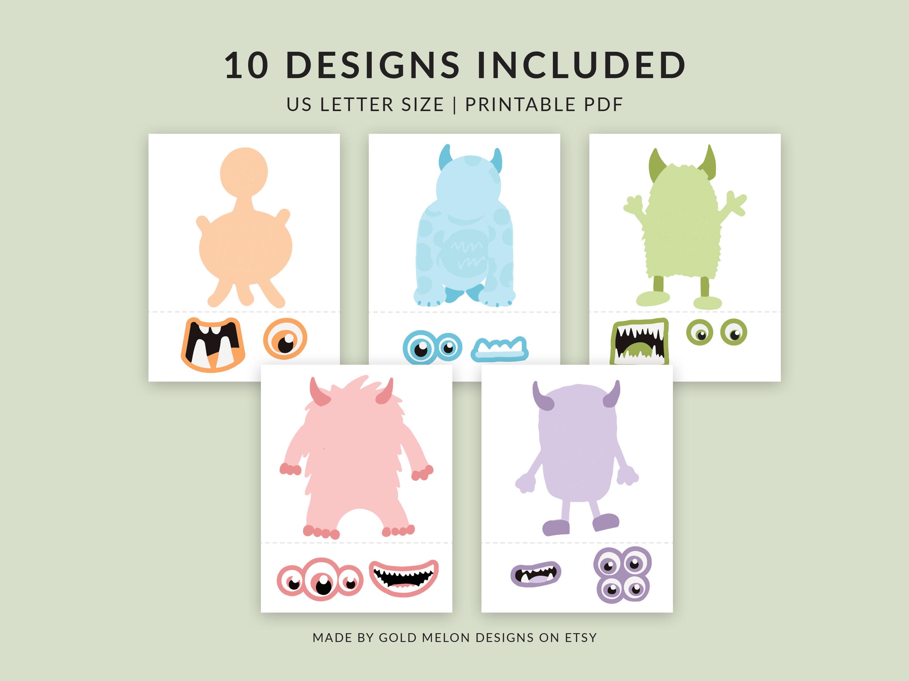 Monster Cut and Paste Activity: Halloween Craft (digital Download) - Etsy