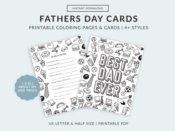 Printable Father's Day Card Fathers Day Coloring Page - Etsy