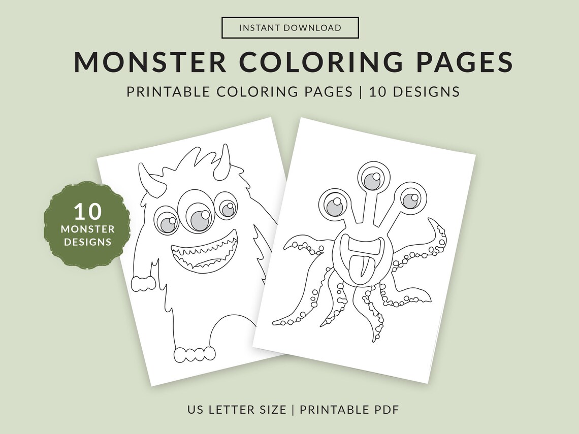 Coloring Pages Cute Monster Printable | Coloring Sheet for Kids ...