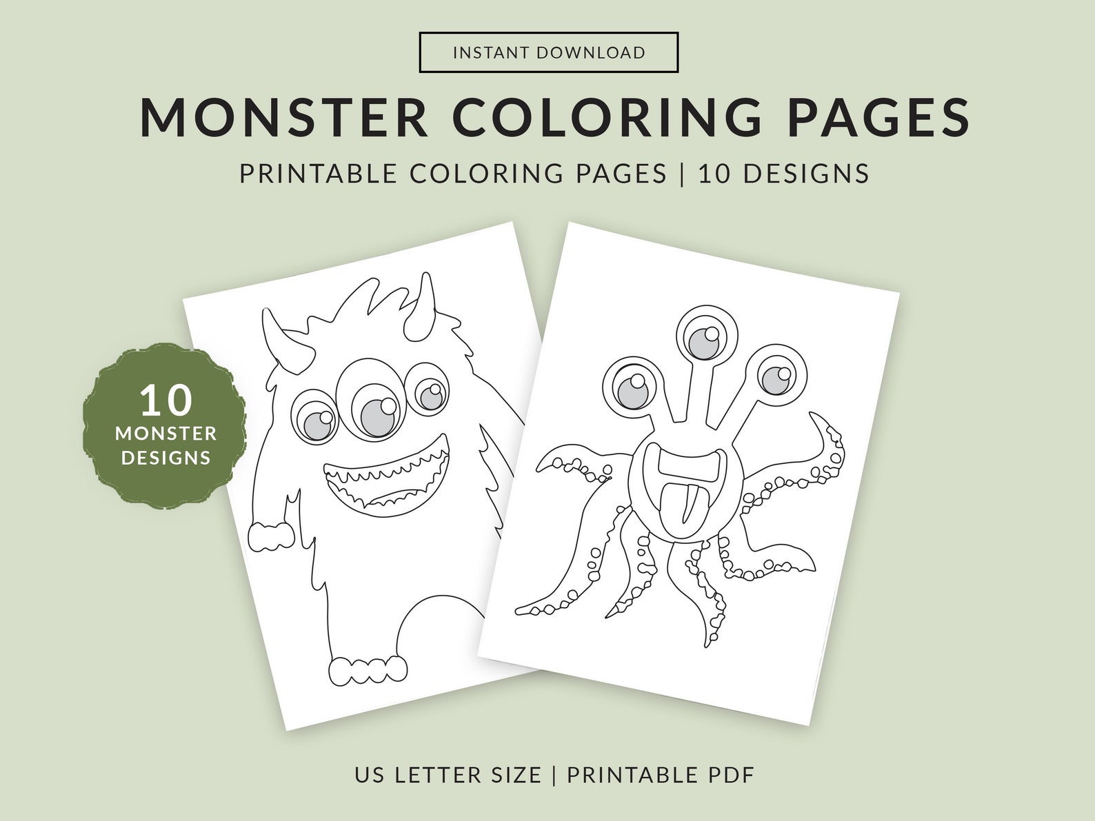 Coloring Pages Cute Monster Printable | Coloring Sheet for Kids ...