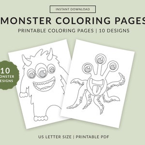 Coloring Pages Cute Monster Printable | Coloring Sheet for Kids ...