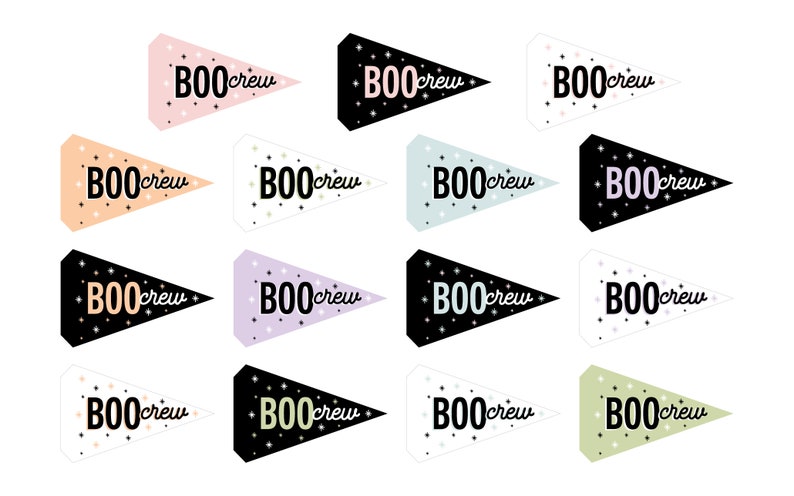 Boo Crew Halloween Printable Pennant Flag, Boy Halloween Decor, Kid ...