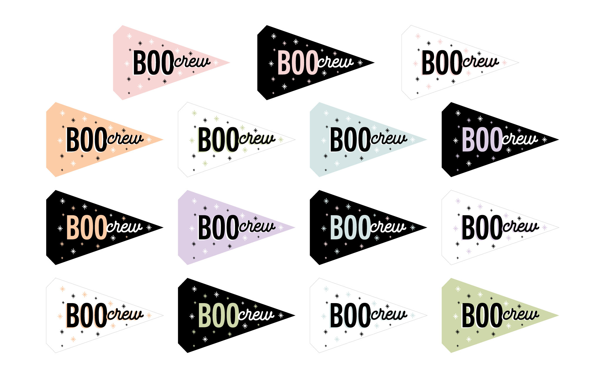 Boo Crew Halloween Printable Pennant Flag, Boy Halloween Decor, Kid ...