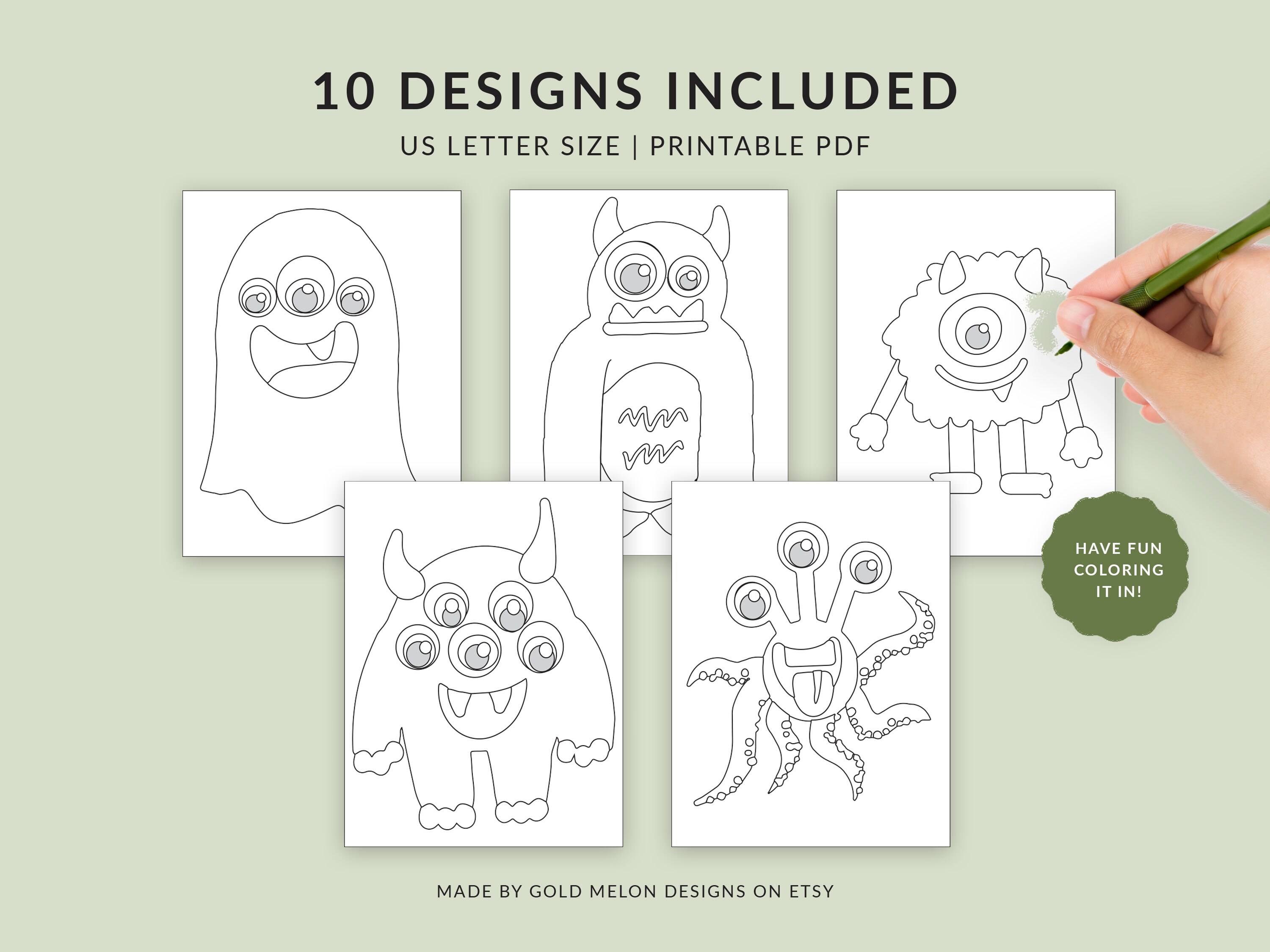 Coloring Pages Cute Monster Printable | Coloring Sheet for Kids ...